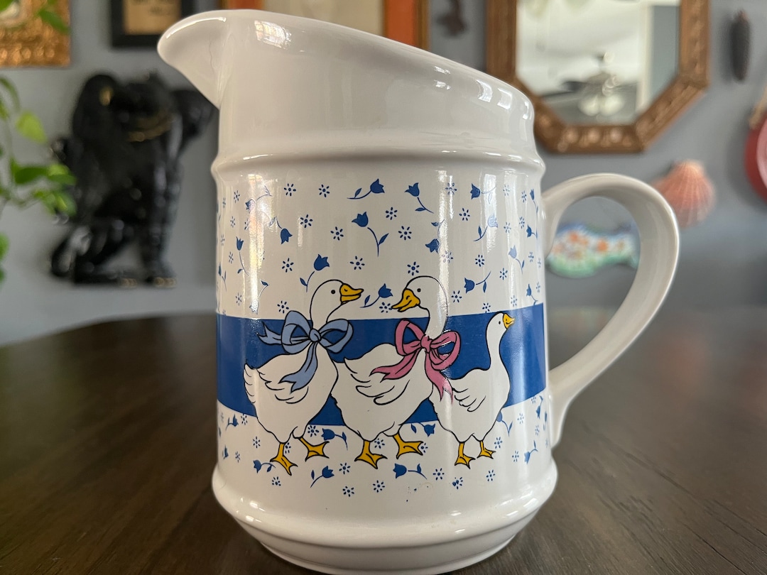 Vintage Goose Pitcher, Ribbon Goose Jug, Country Kitchen Decor ...