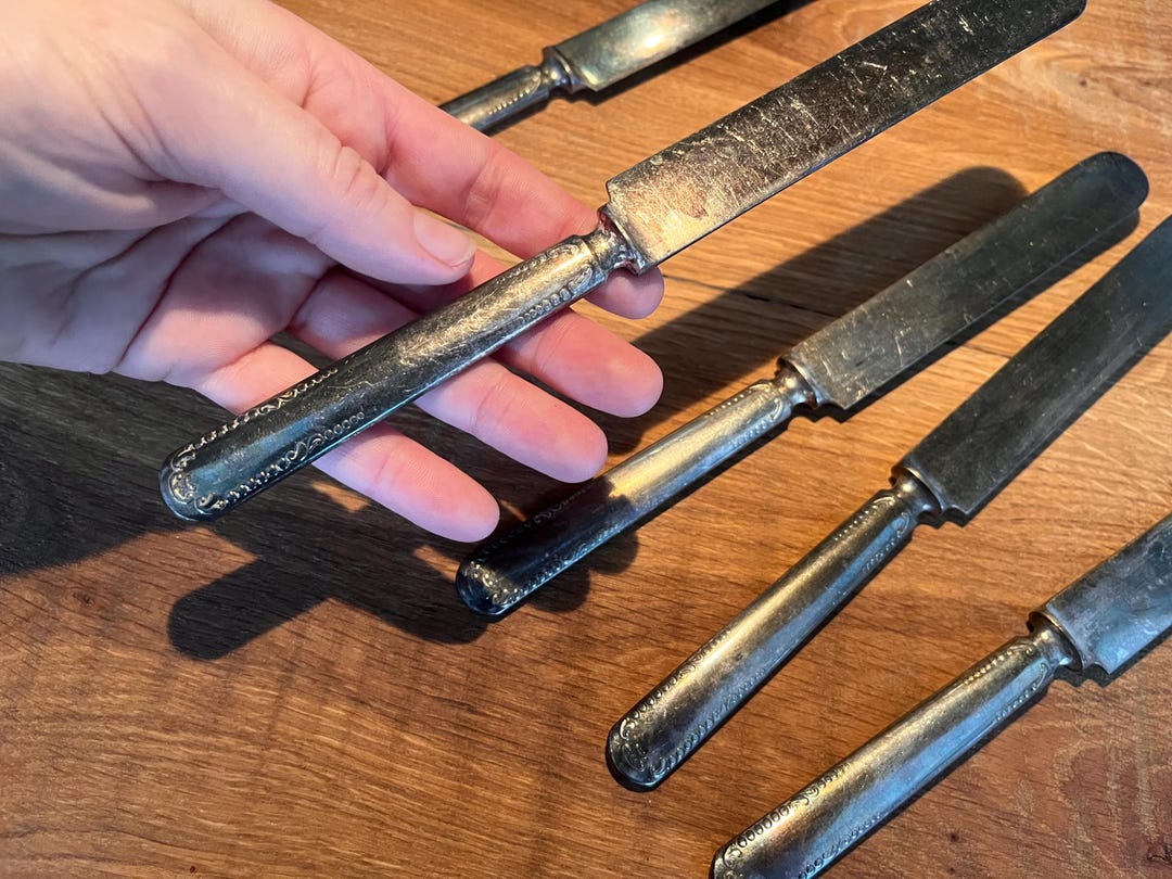 Victorian Silver-plated Butter Knives, Set of 5, Chlorine Silver Plate ...