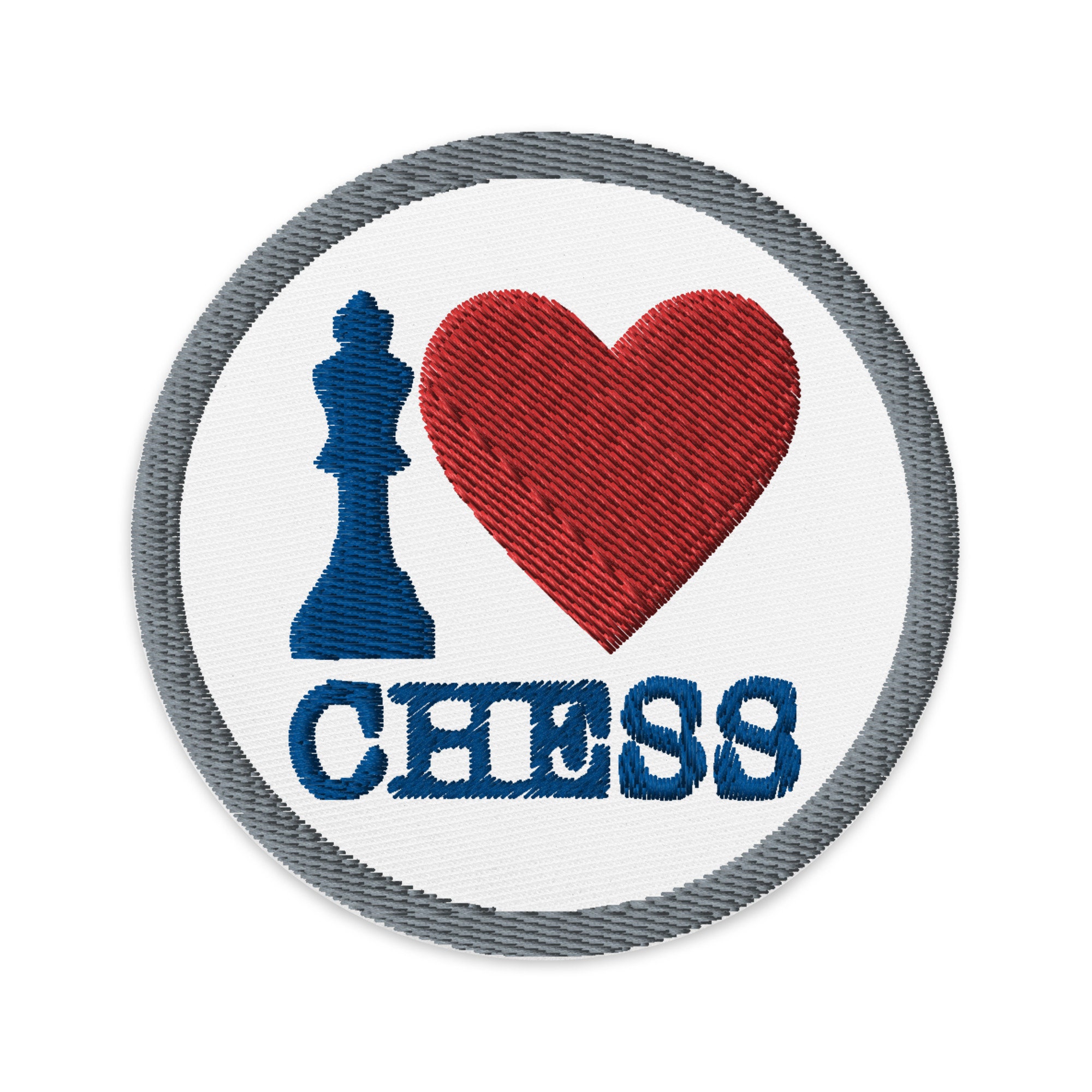 Embroidered Badge - King Chess Piece With "chess" and Heart Symbol ...