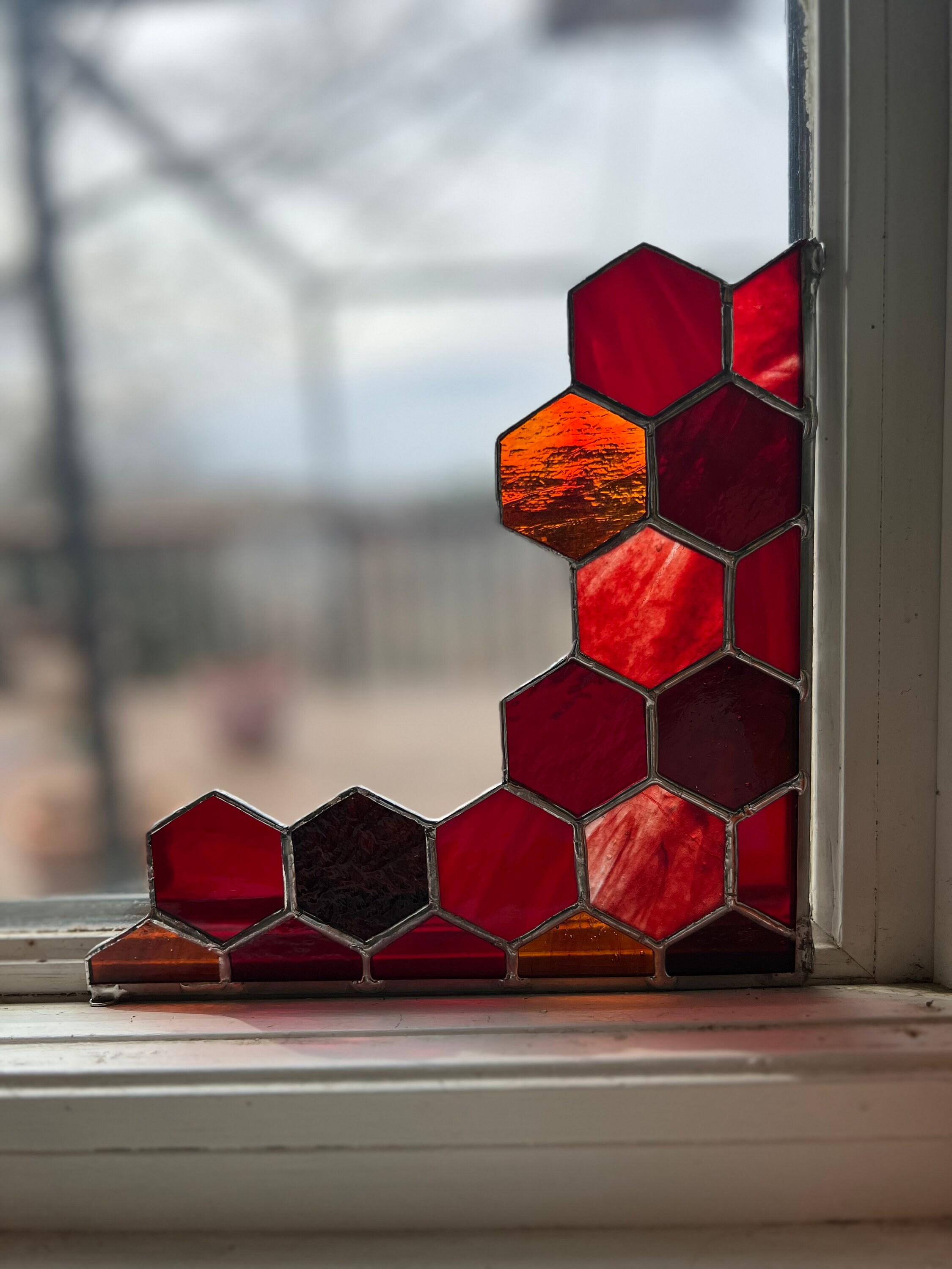 Honeycomb Corner Window Stained Glass - Etsy