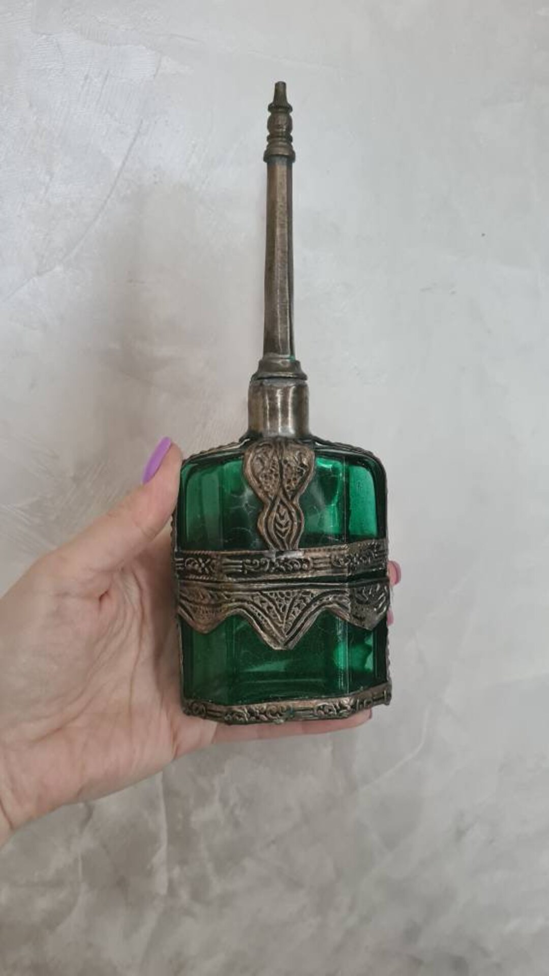 Old Perfume Lance Gold Sprinkler Silver Metal Green Glass - Etsy