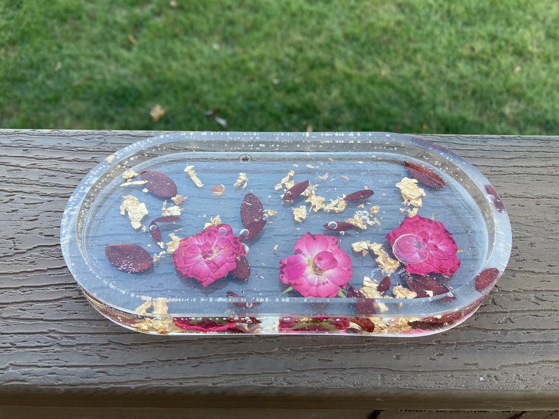 Floral Resin Trinket Tray - Etsy
