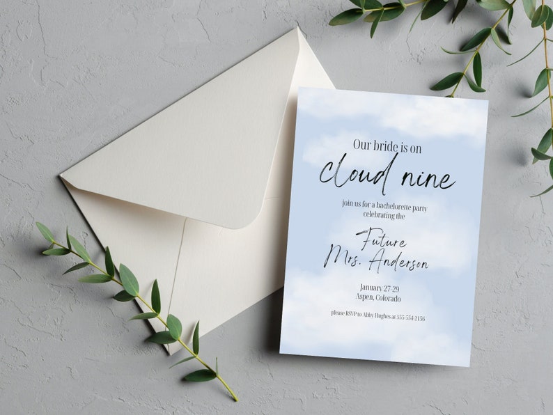 Cloud 9 Bachelorette Party Invitation Minimal Modern Chic Cloud Nine - Etsy