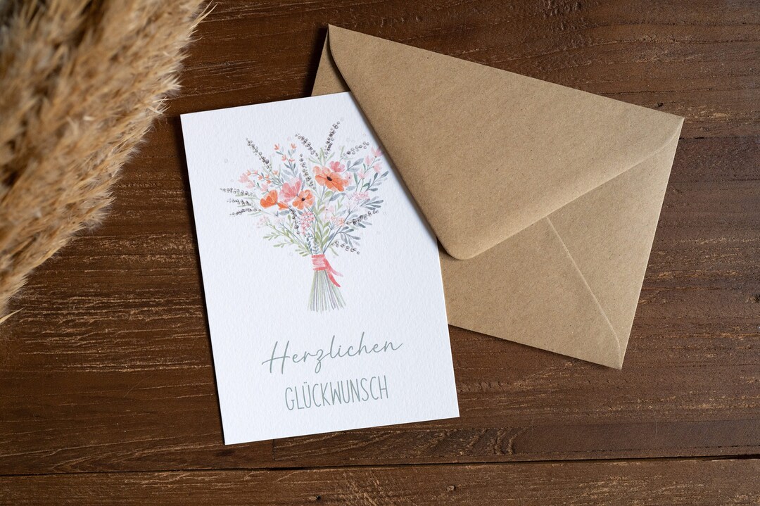 Birthday Card Congratulations Bouquet Motif | Textured Paper Size A6 ...