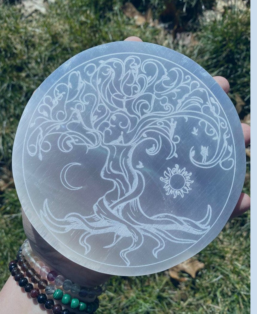 Tree of Life Selenite Plate 8 Selenite Charging Plate Crystal ...