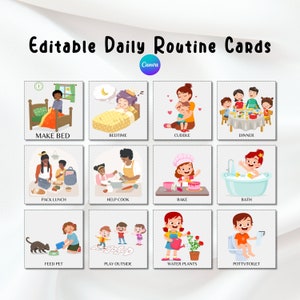 Editable Daily Routine Cards Visual Schedule Cards Kids Kids Daily ...