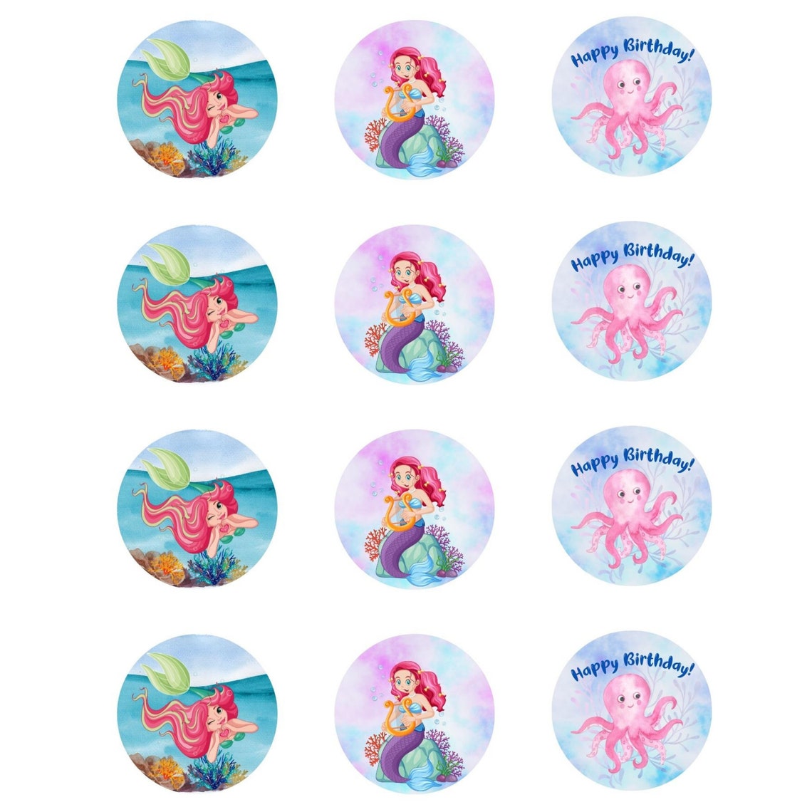 Mermaid Cupcake Toppers Printable Mermaid Birthday Party Favor - Etsy