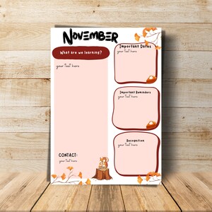 November Classroom Newsletter Template Editable Teacher - Etsy