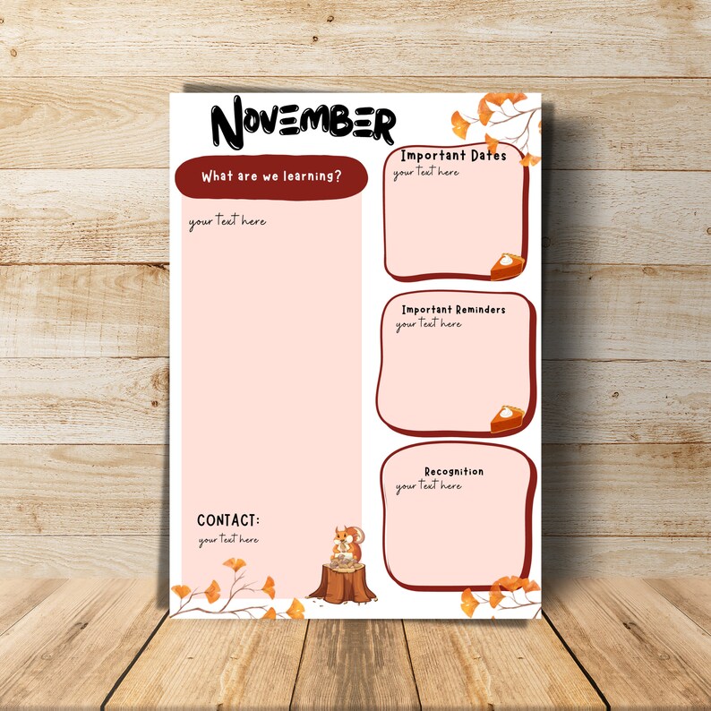 November Classroom Newsletter Template Editable Teacher - Etsy