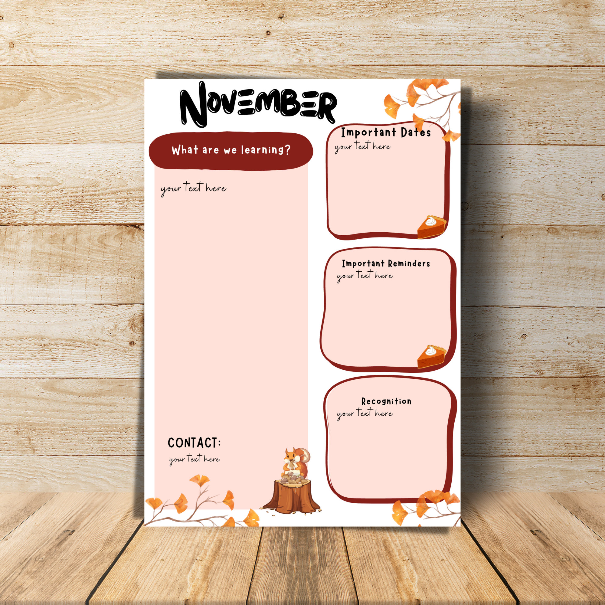 November Classroom Newsletter Template Editable Teacher Monthly ...