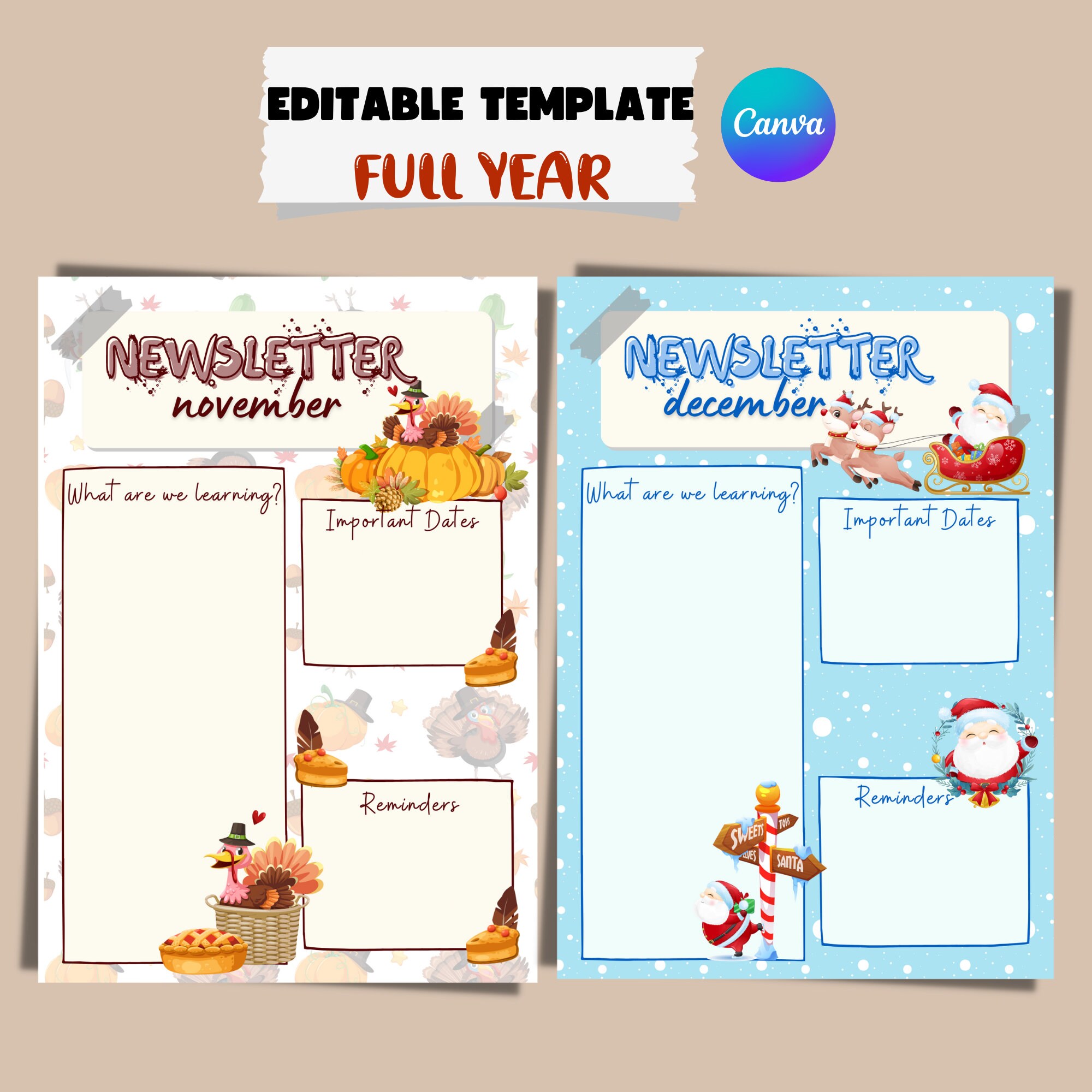 Classroom Newsletter Template Editable Monthly Newsletter Template ...