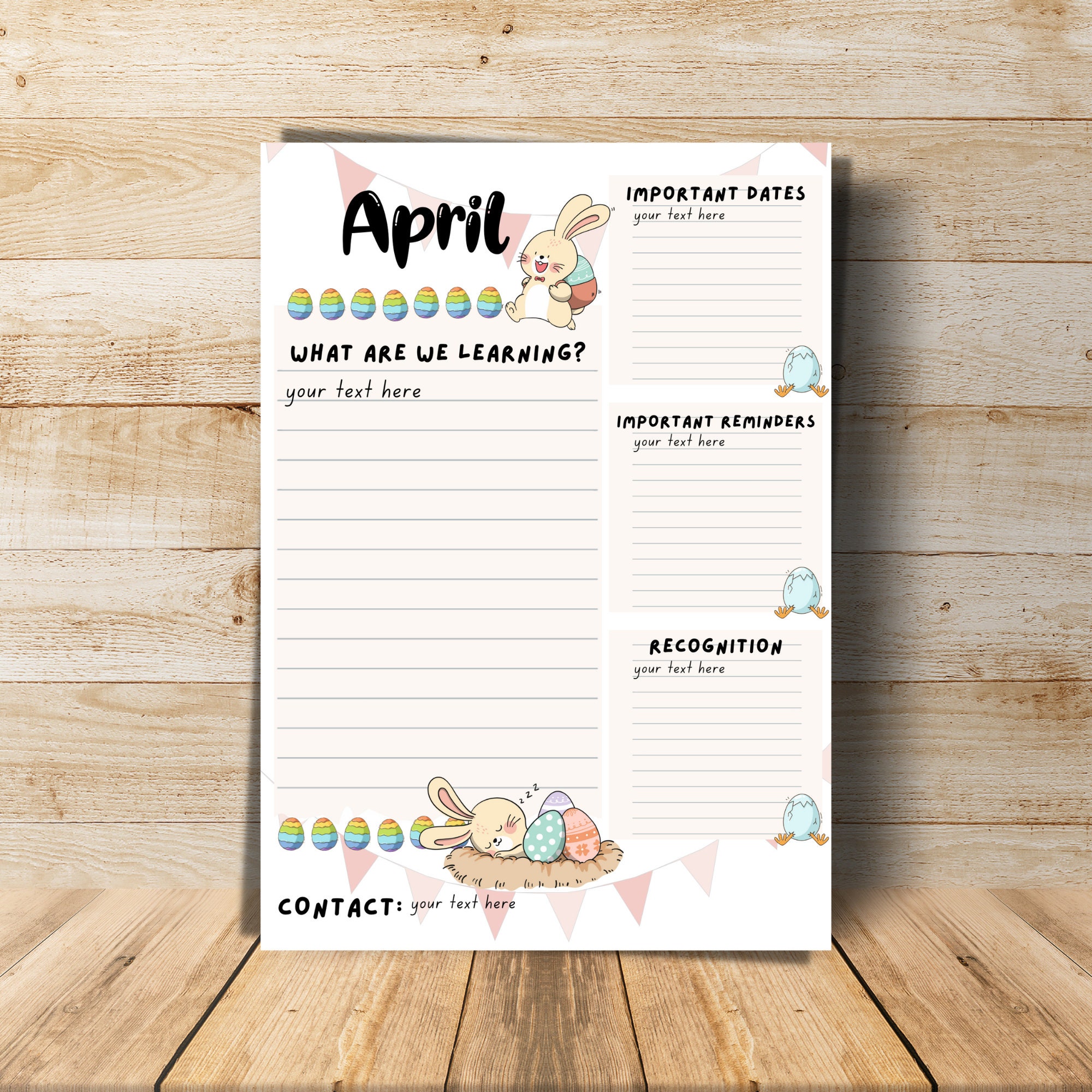 Editable Teacher Newsletter Template, Printable April May June Monthly ...