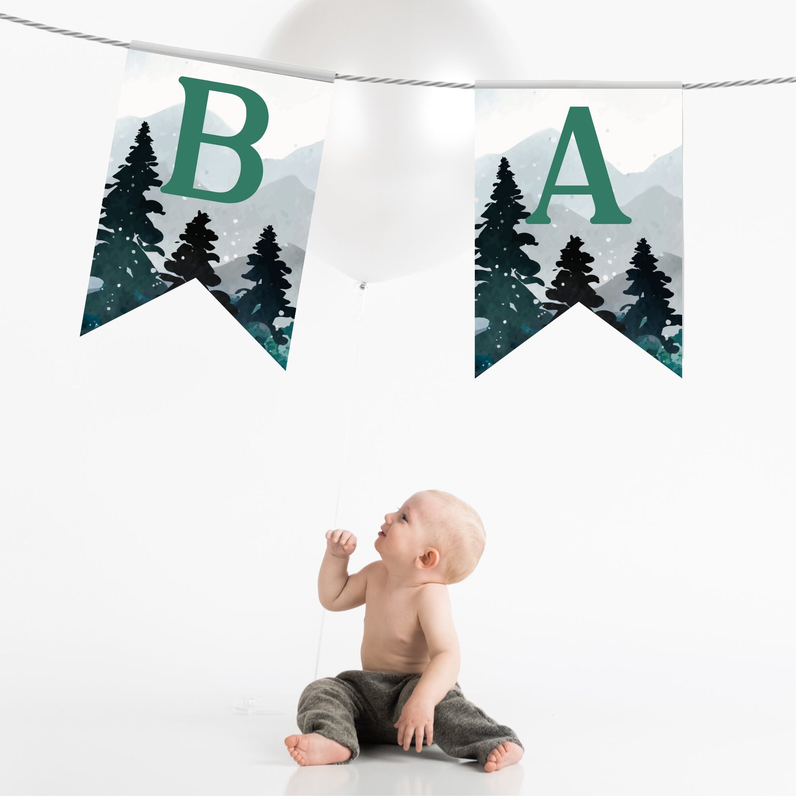 Editable Bunting Banner Custom Banner Watercolor Forest Custom Bunting ...