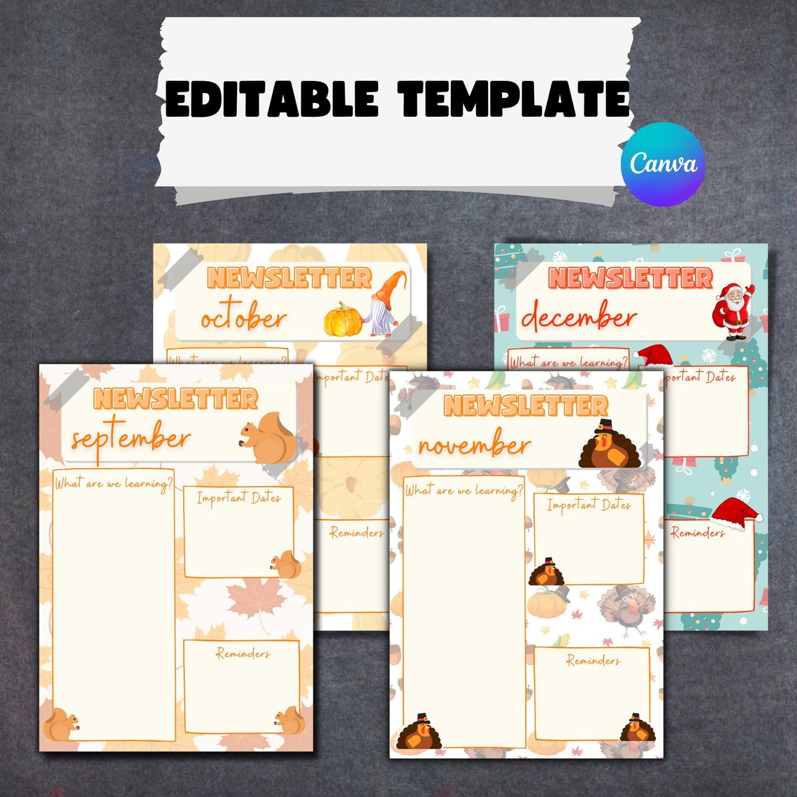 Editable Teacher Newsletter Template Printable Christmas Monthly ...