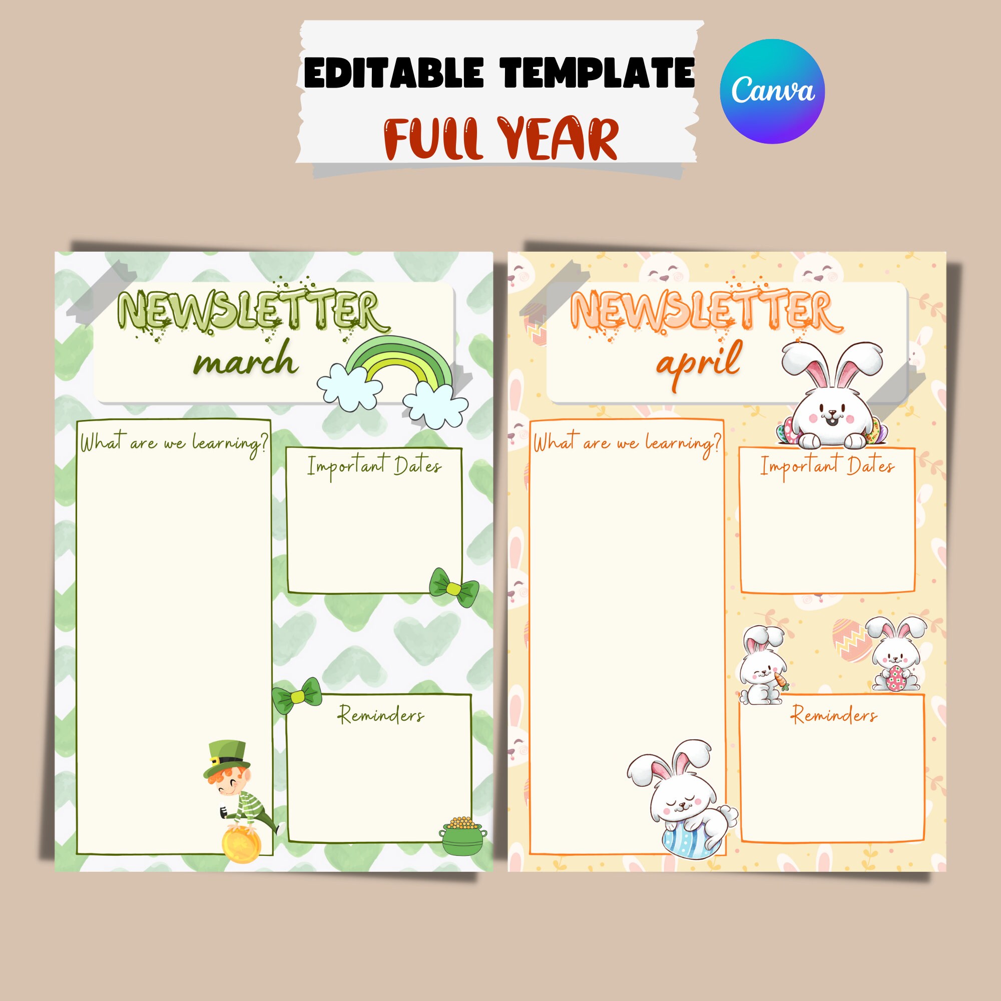 Classroom Newsletter Template | Editable Monthly Newsletter Template ...