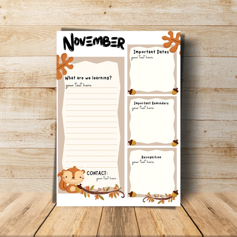 November Classroom Newsletter Template Editable Monthly Newsletter ...