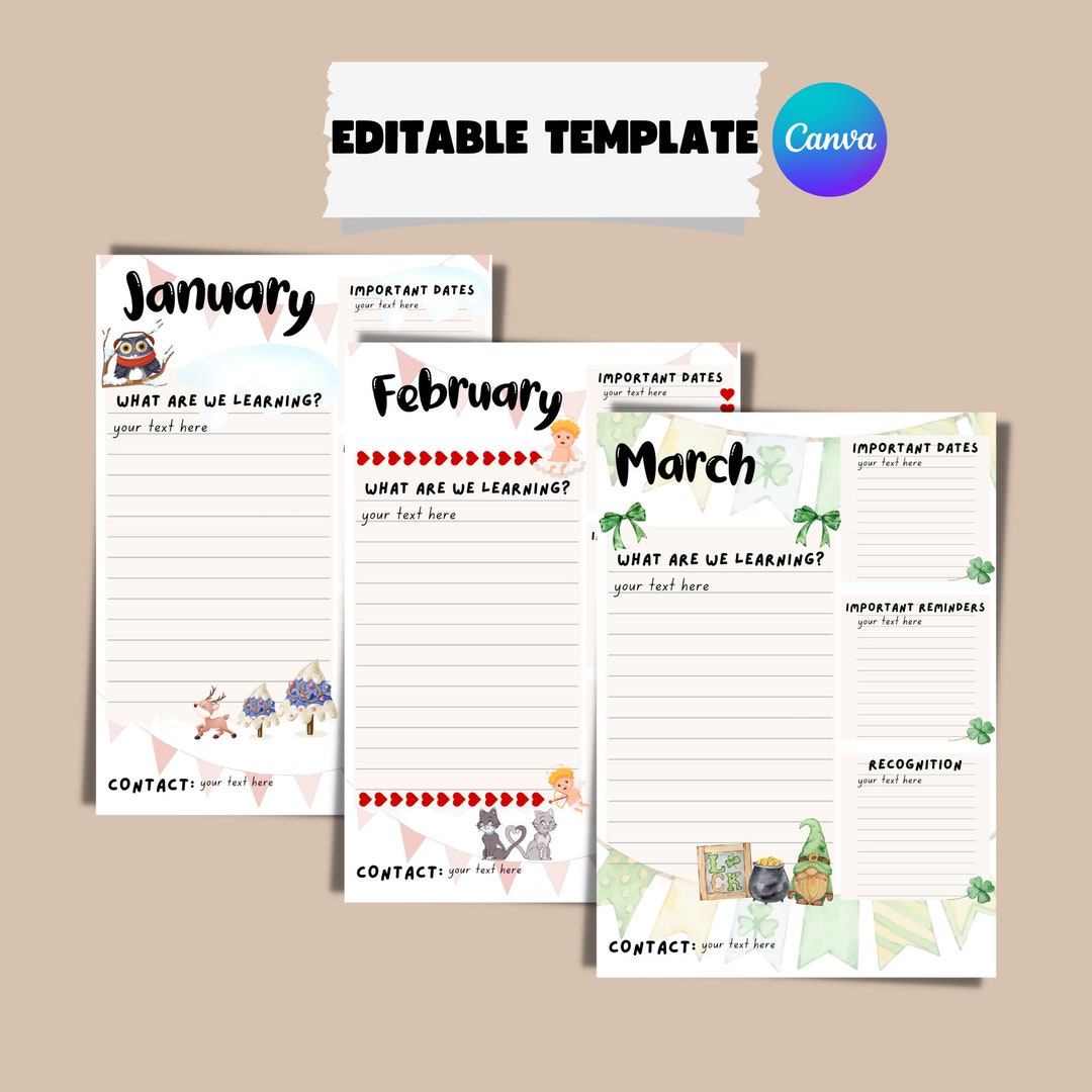 Editable Teacher Newsletter Template Printable Christmas Monthly ...