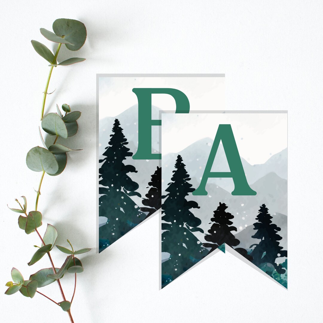 Editable Bunting Banner Custom Banner Watercolor Forest Custom Bunting ...