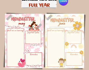 Classroom Newsletter Template Editable Monthly Newsletter Template ...