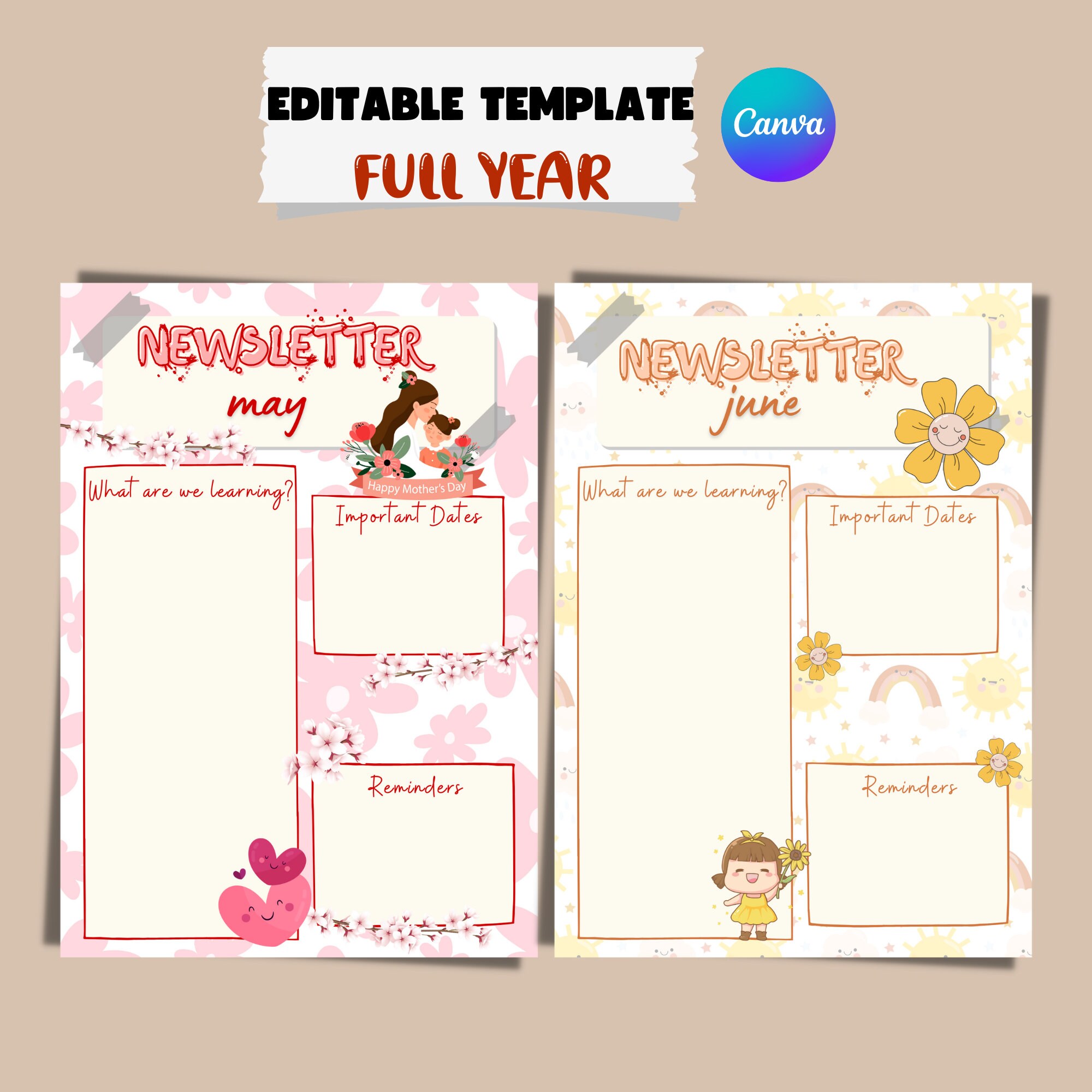 Classroom Newsletter Template | Editable Monthly Newsletter Template ...