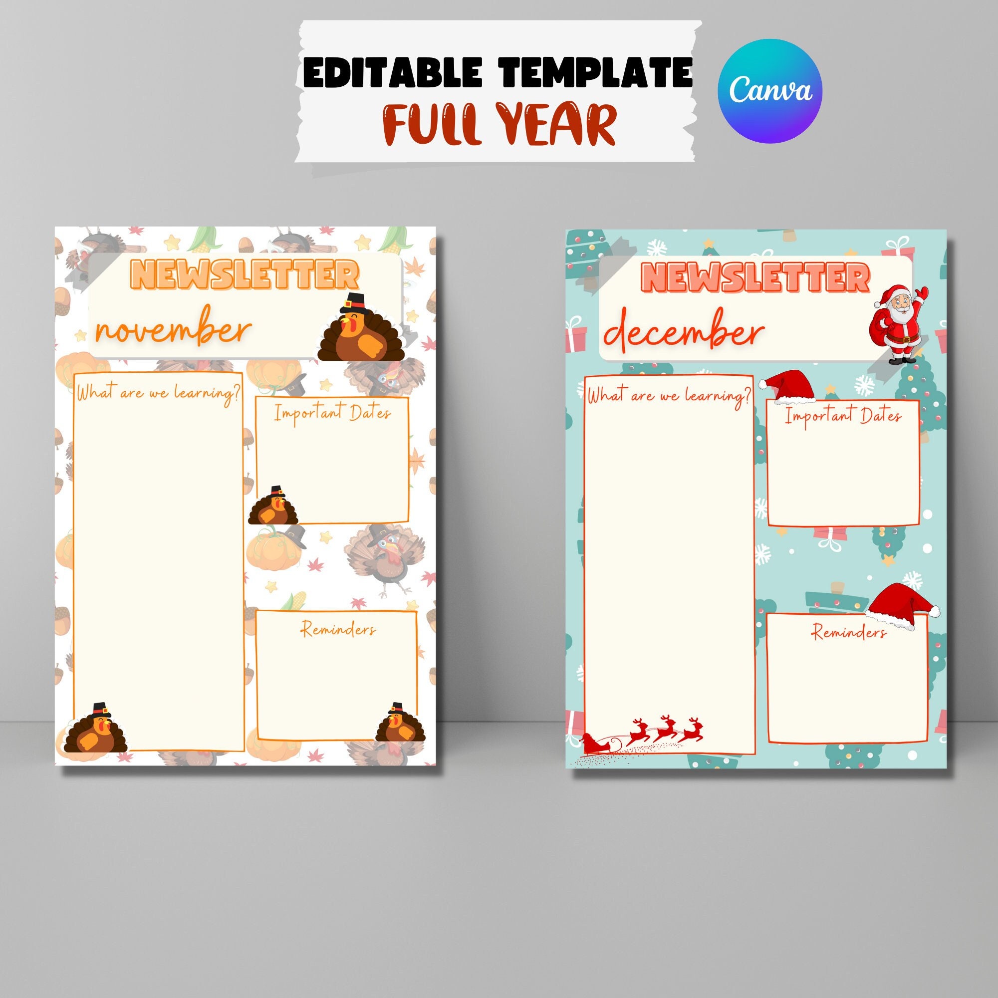 Classroom Newsletter Template Editable Monthly Newsletter Template ...
