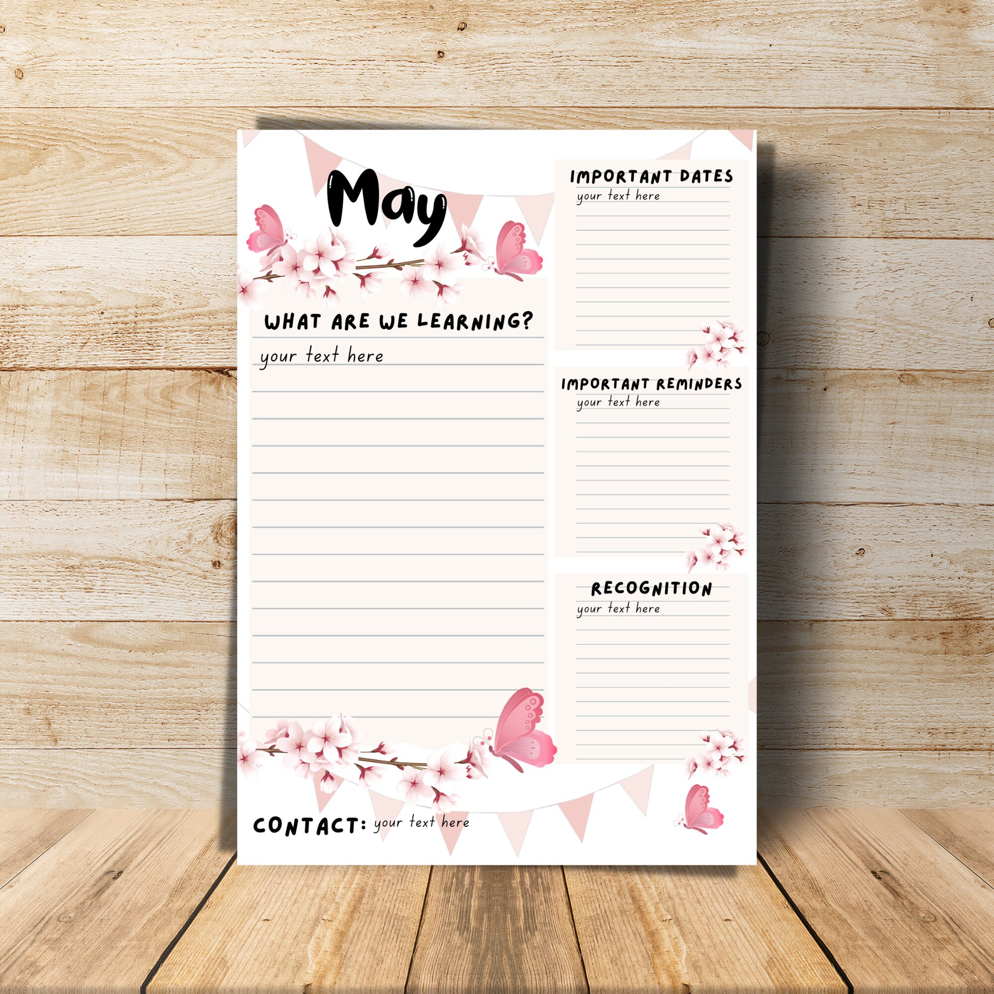 Editable Teacher Newsletter Template, Printable April May June Monthly ...