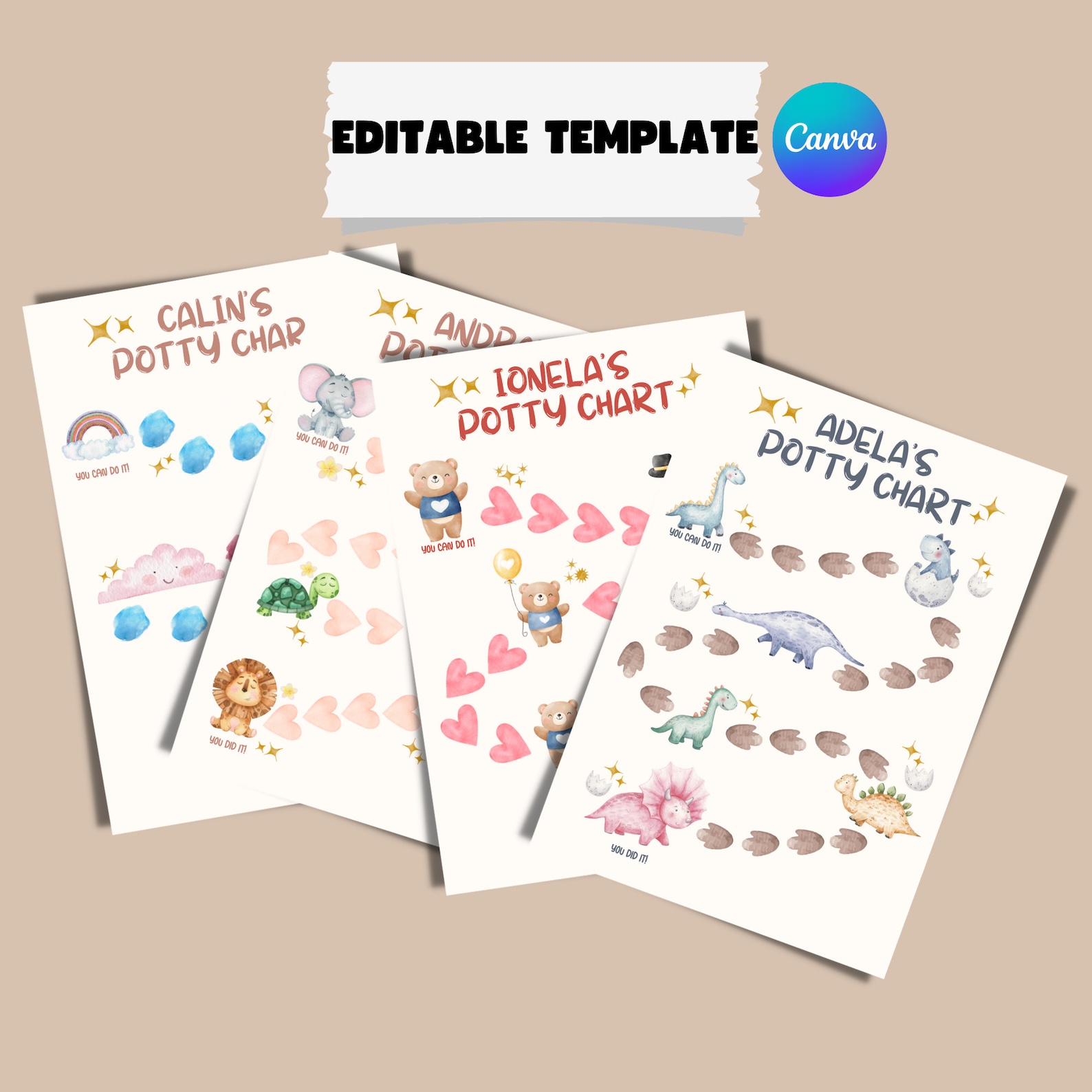 Editable Potty Chart | Potty Training Chart | Custom Sticker Chart ...