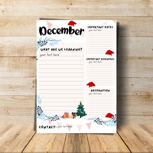 December Classroom Newsletter Template Editable Monthly - Etsy