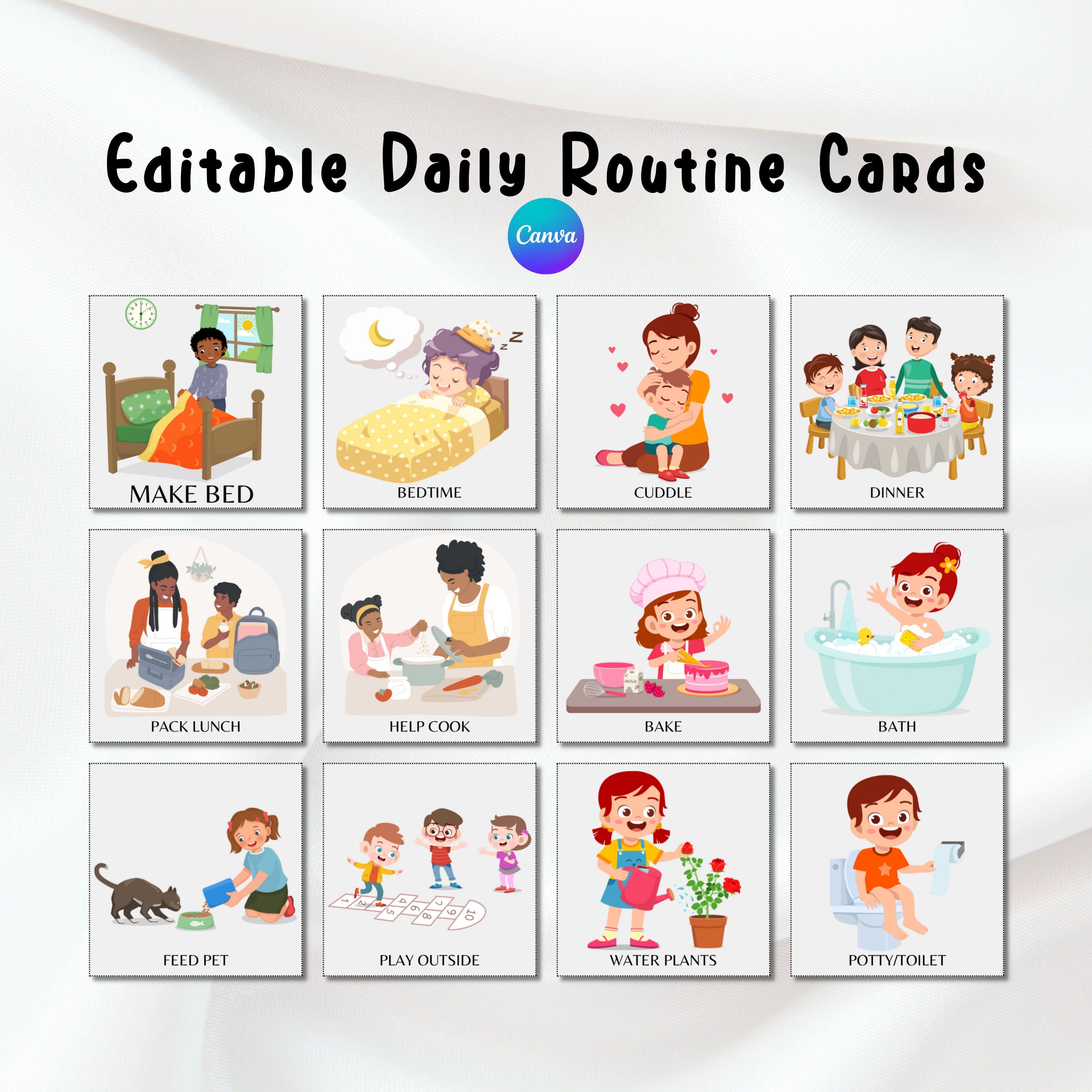 Editable Daily Routine Cards Visual Schedule Cards Kids Kids Daily ...