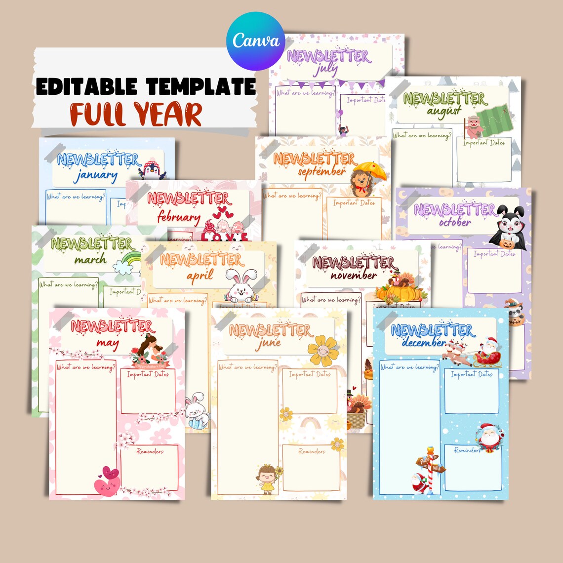 Classroom Newsletter Template | Editable Monthly Newsletter Template ...