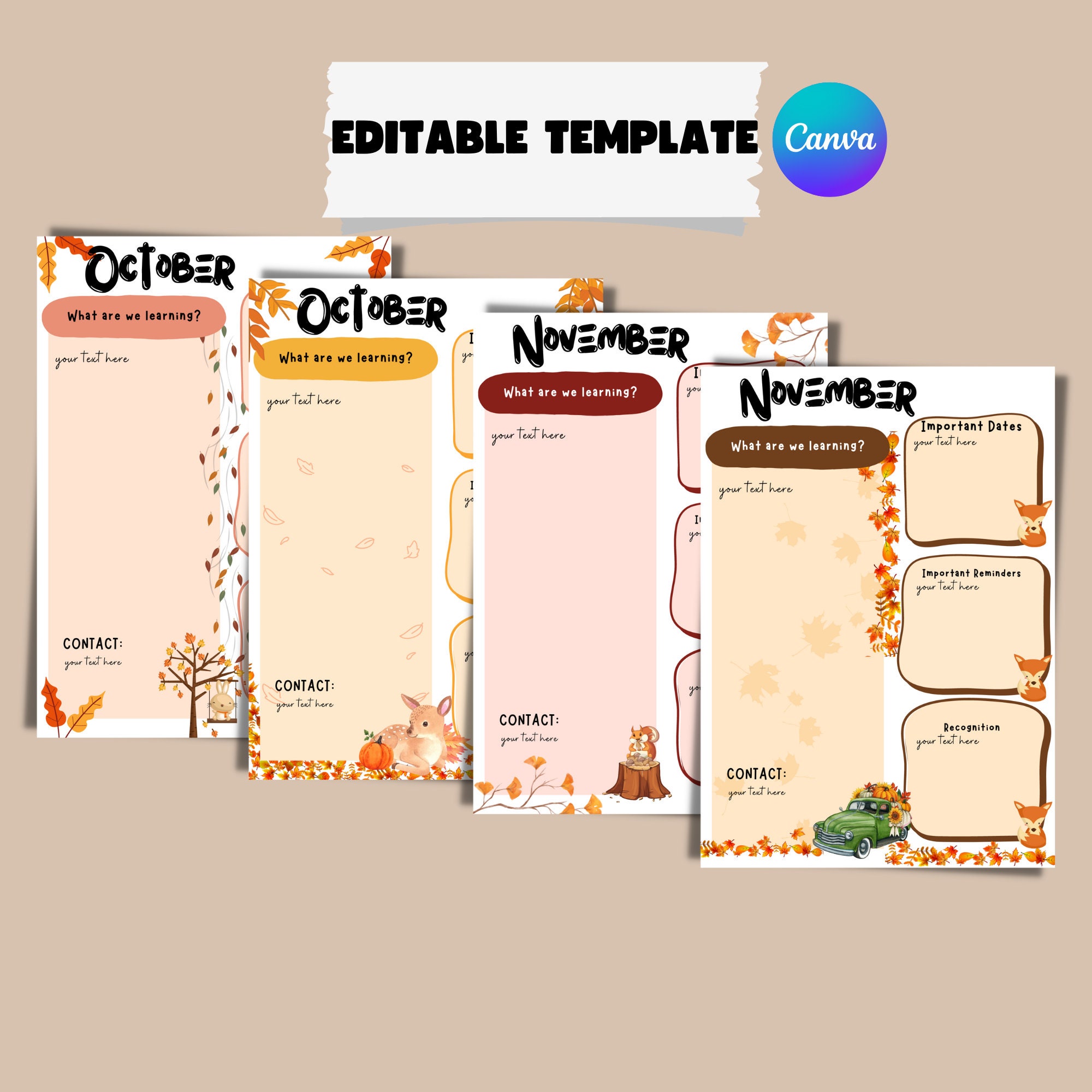 November Classroom Newsletter Template Editable Teacher Monthly ...