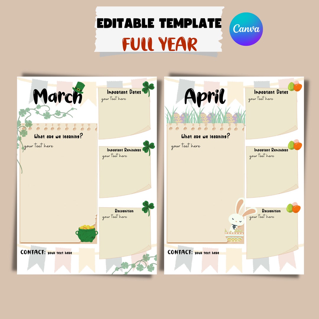 Classroom Newsletter Template Editable Monthly Newsletter Template ...