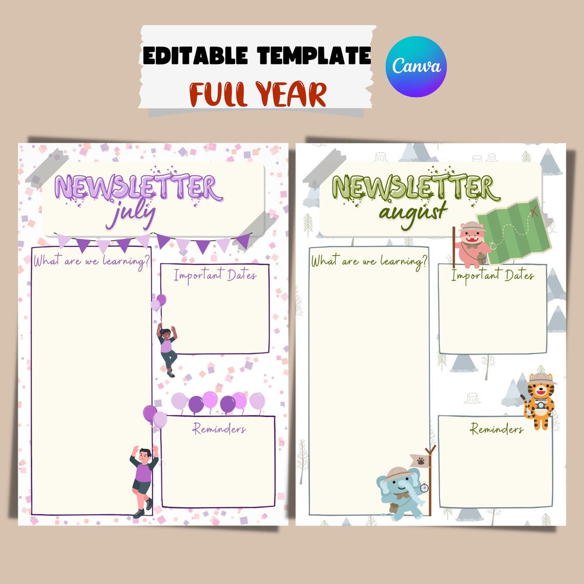 Classroom Newsletter Template Editable Monthly Newsletter Template ...