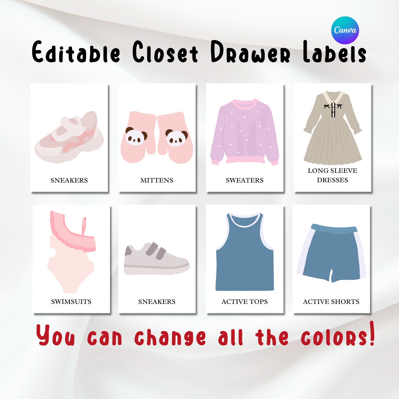 Editable Kid Friendly Closet and Drawer Labels, Customizable Storage ...