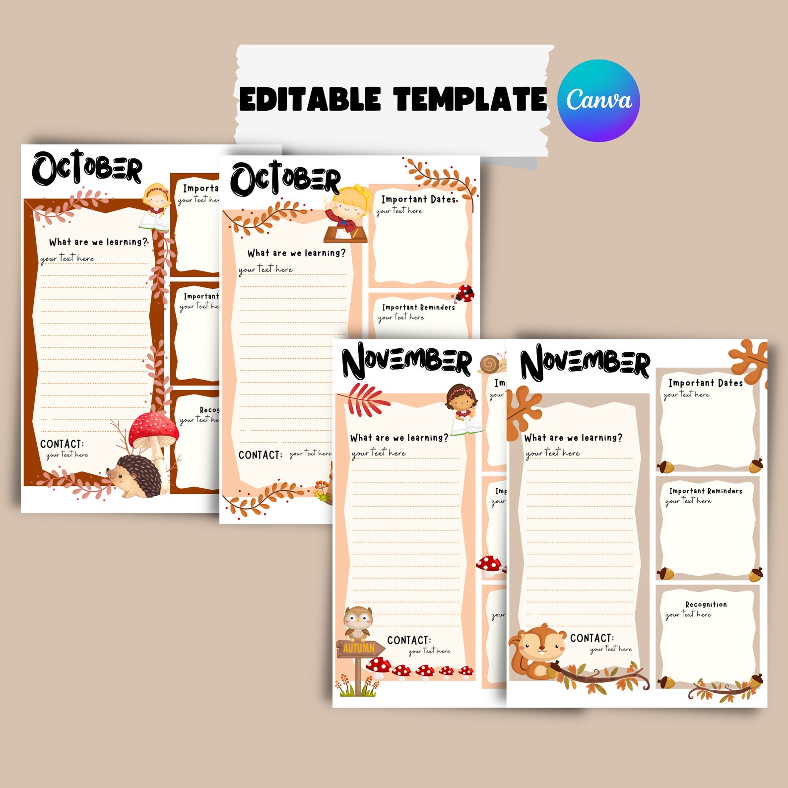 November Classroom Newsletter Template Editable Monthly Newsletter ...