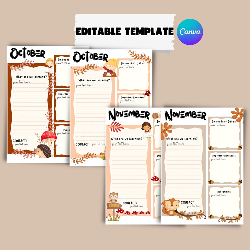 November Classroom Newsletter Template Editable Monthly Newsletter ...