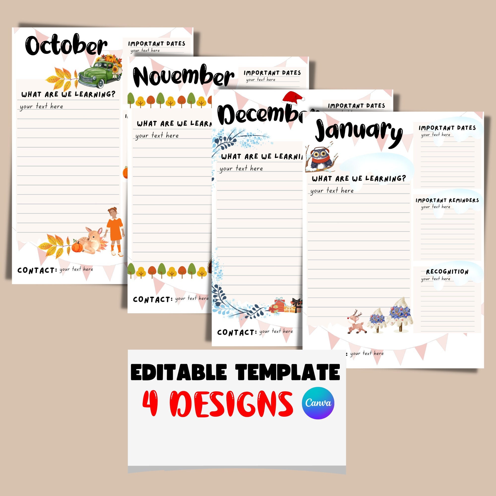 December Classroom Newsletter Template | Editable Monthly Newsletter ...