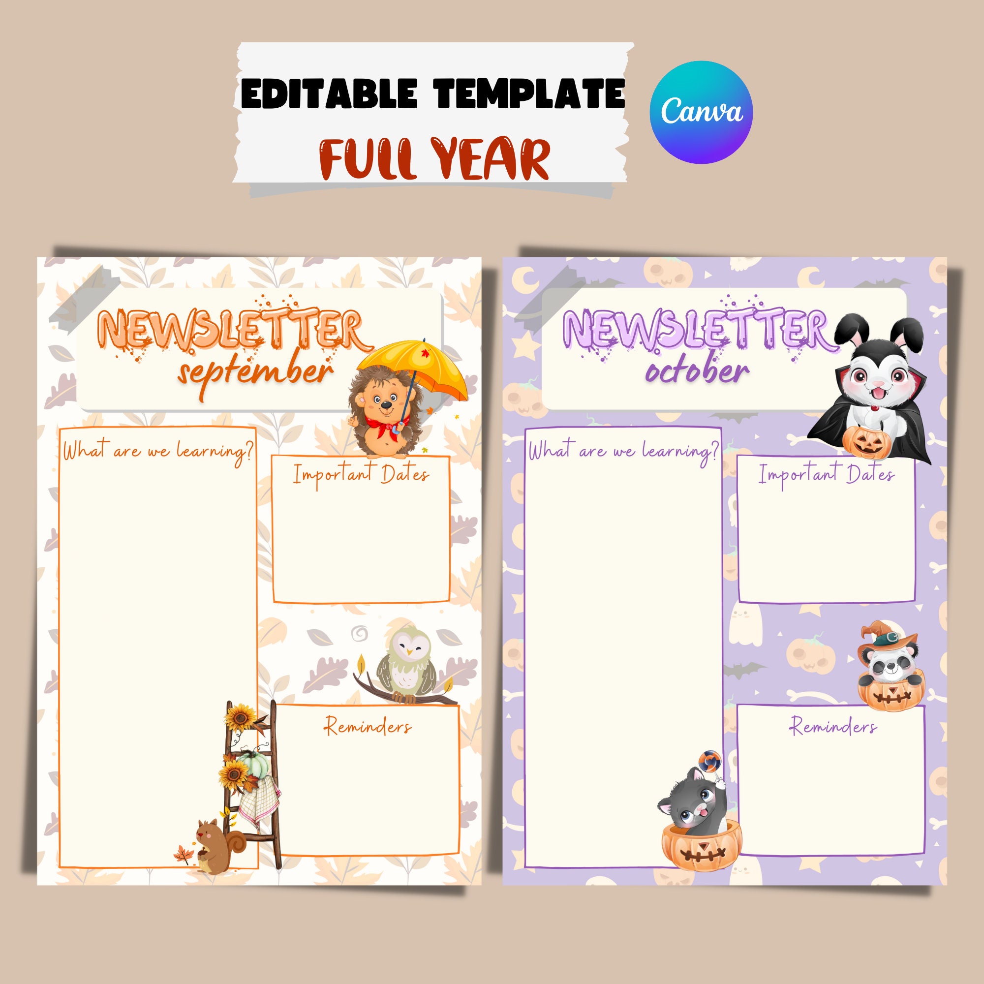 Classroom Newsletter Template | Editable Monthly Newsletter Template ...