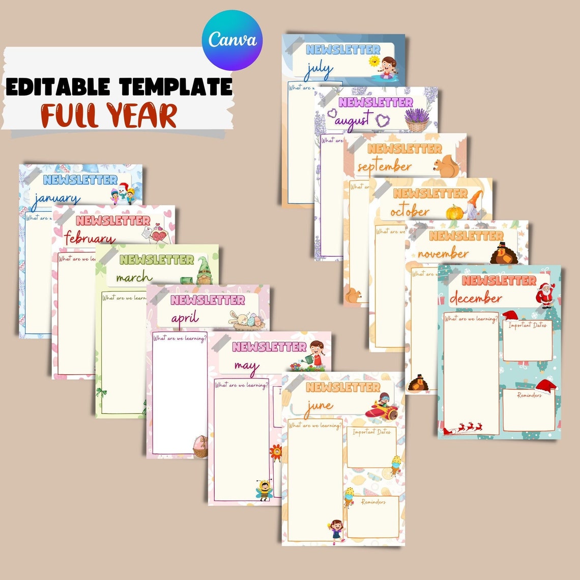 Classroom Newsletter Template Editable Monthly Newsletter Template ...