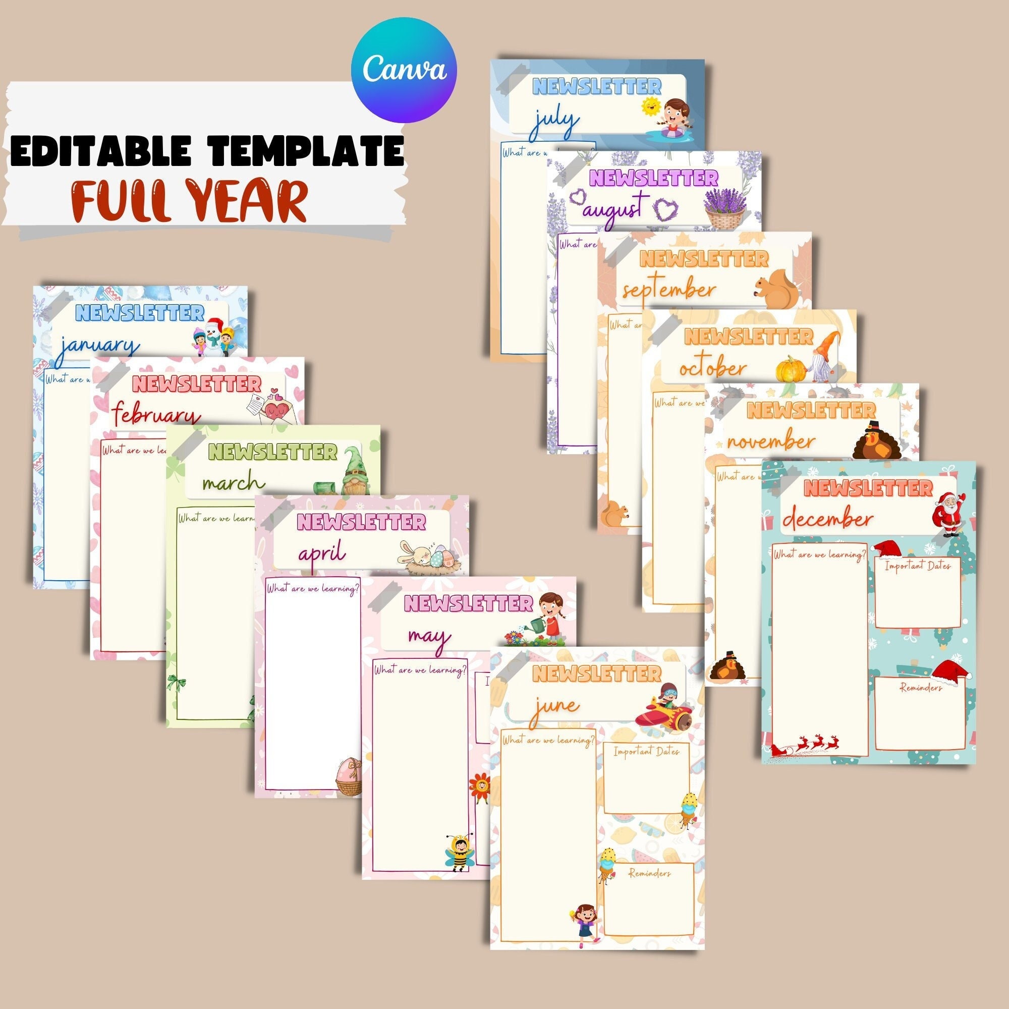 Classroom Newsletter Template | Editable Monthly Newsletter Template ...