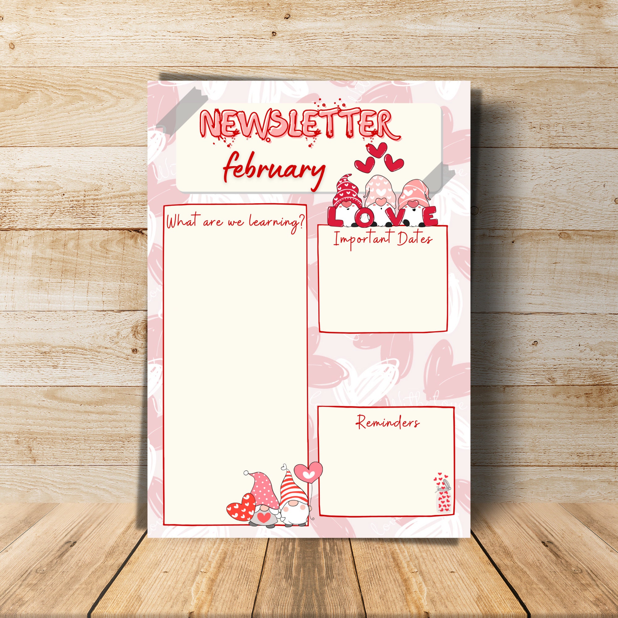 Editable Teacher Newsletter Template Printable February Monthly ...