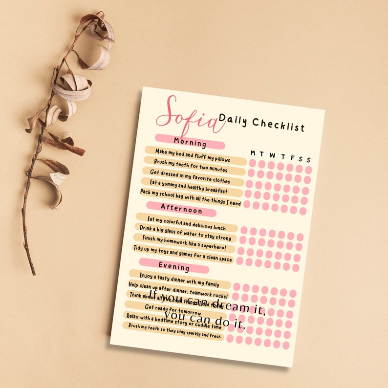 Daily Chore Chart for Kids | Editable Routine Responsibility | Fun ...