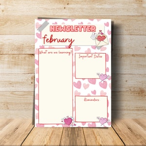 Editable Teacher Newsletter Template Printable February Monthly ...