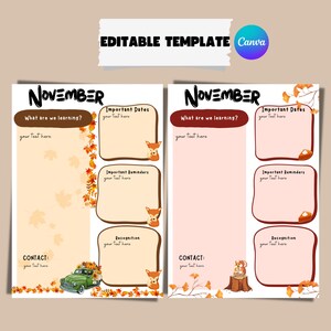 November Classroom Newsletter Template Editable Teacher - Etsy