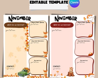 November Classroom Newsletter Template Editable Monthly Newsletter ...