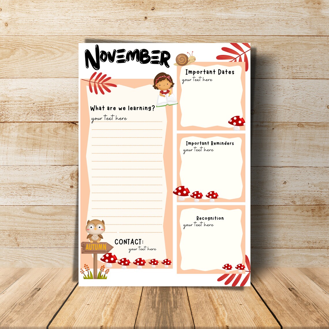 November Classroom Newsletter Template Editable Monthly Newsletter ...