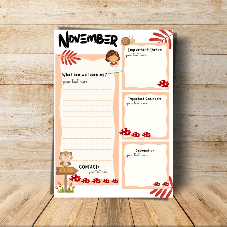 November Classroom Newsletter Template Editable Monthly Newsletter ...