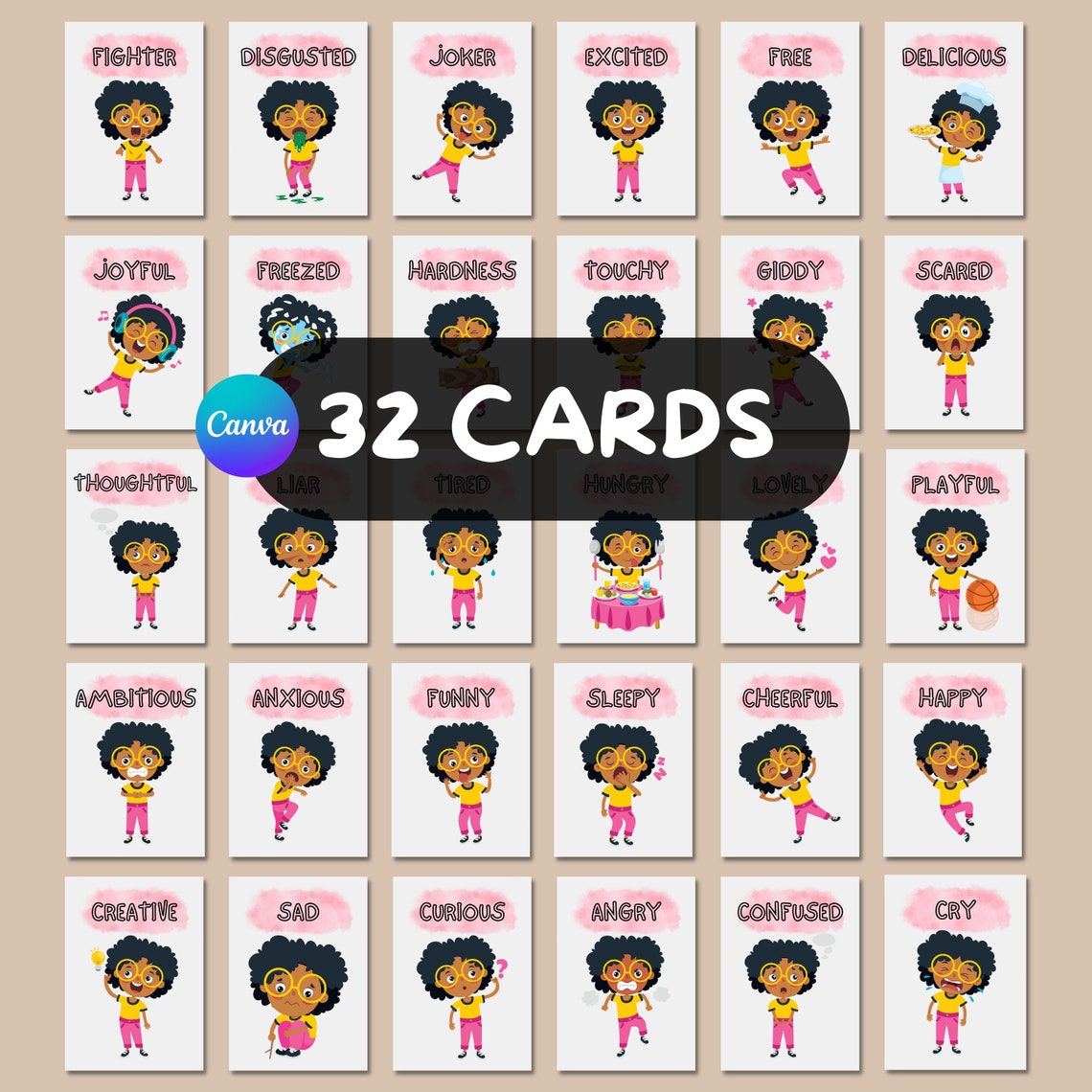 Emotions Chart Calming Corner Emotions Flashcards Montessori Classroom ...