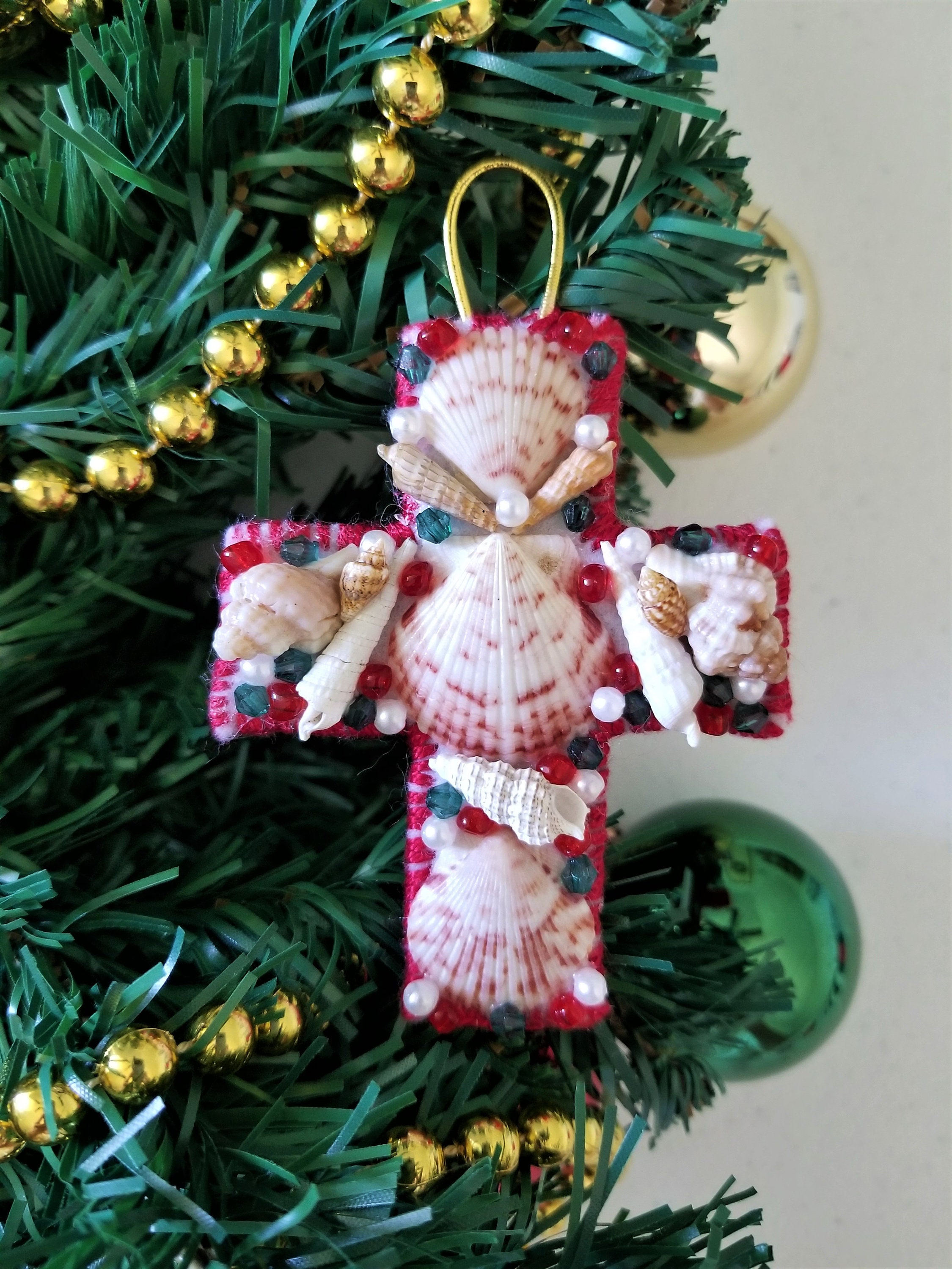 Cross Ornaments With Seashells - Etsy