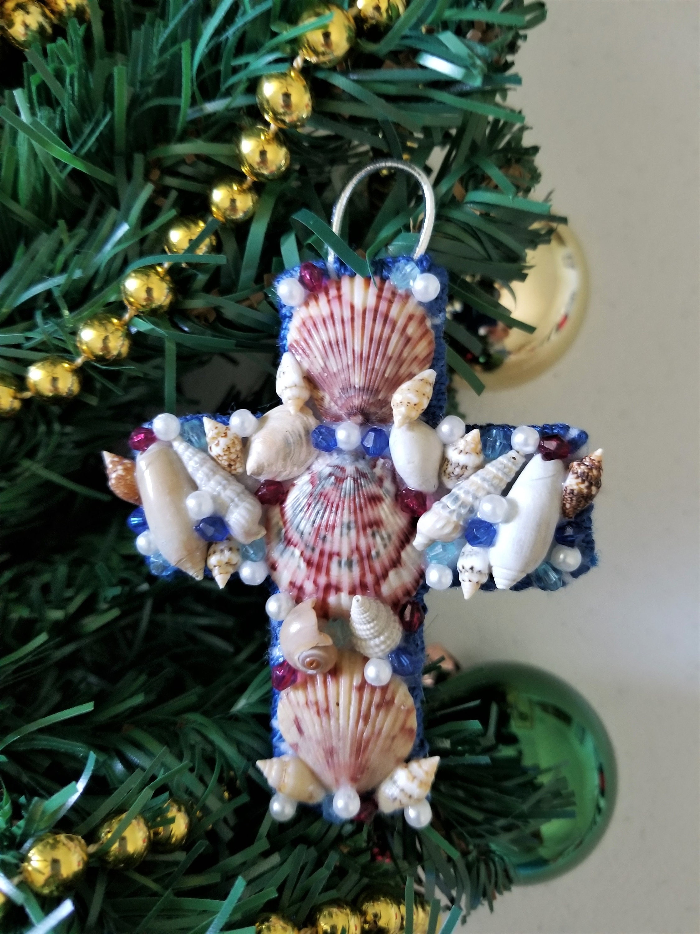 Cross Ornaments With Seashells - Etsy